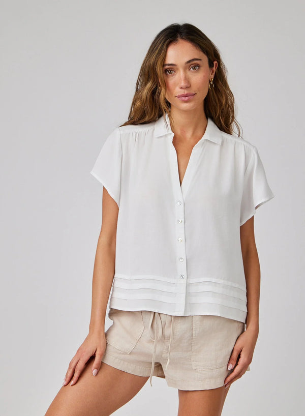 Bella Dahl Cap Sleeve Pintuck Button Down - Puritan Cape Cod